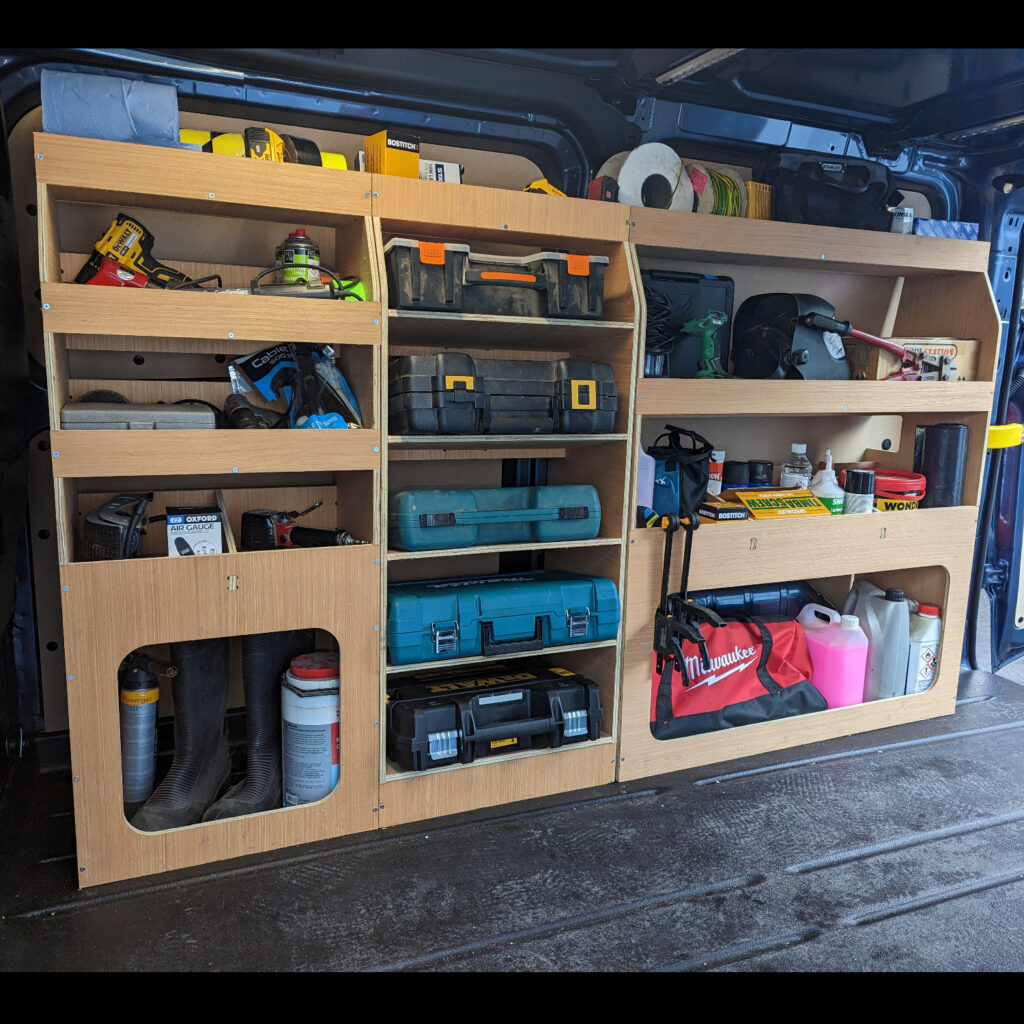 Ford Transit Custom 2013 to 2023 SWB L1 van racking Shelving plywood ...