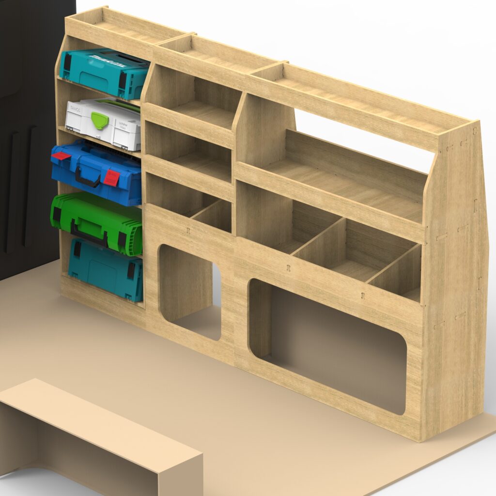 Volkswagen Transporter T5 T6 SWB L1 van racking Shelving plywood unit ...